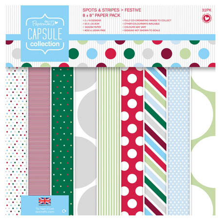 Набор бумаги для скрапбукинга Spots & Stripes Festive - PMA160210