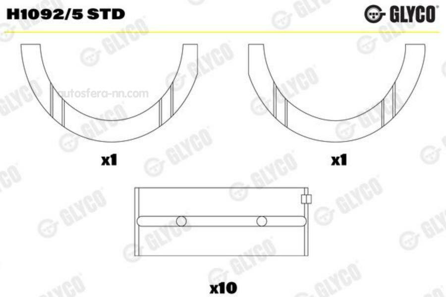 GLYCO H10925STD Вкладыши ДВС коренные (к-т) Fiat, Lancia 1.2-1.4 98-