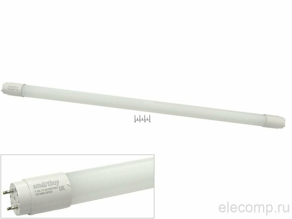 Лампа светодиодная T8 10W G13 6400K белый (605мм) Smartbuy SBL-T8-10-64K-A
