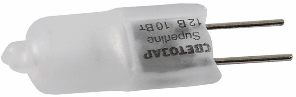 СВЕТОЗАР Лампа галогенная СВЕТОЗАР капсульная, матовое стекло, цоколь G4, диаметр 9мм, 10Вт, 12В, ( SV-44761-M )