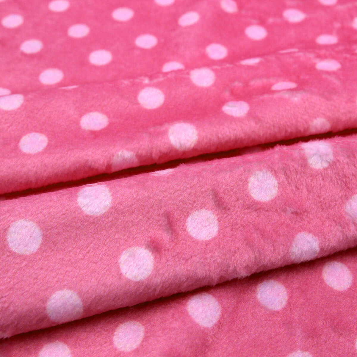 Плюшевая ткань с принтом горох SOVUSHKA, 47*47 см, ворс 3 мм (розовый, светло-розовый)
