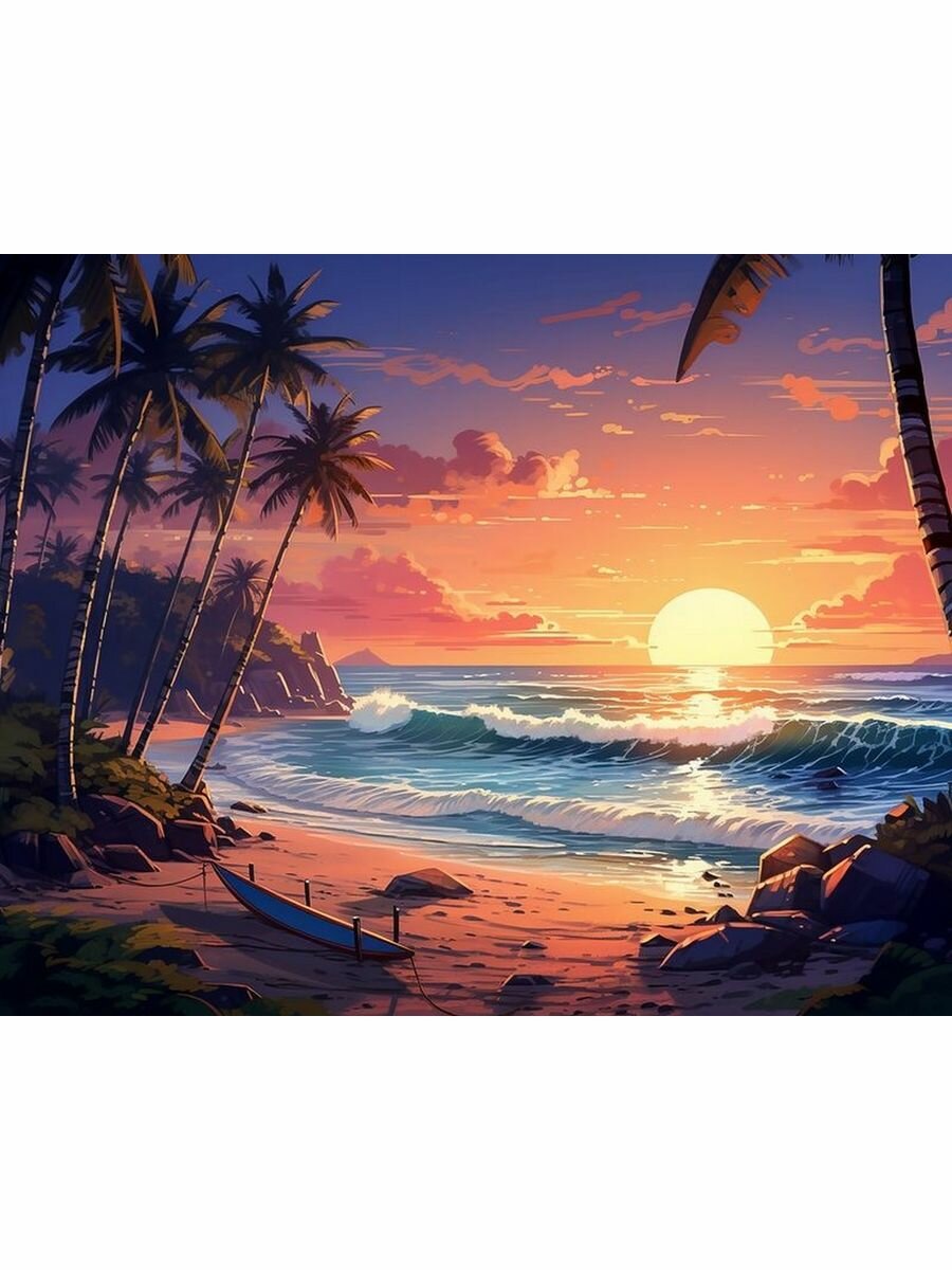 Картина по номерам закат на море 40х50