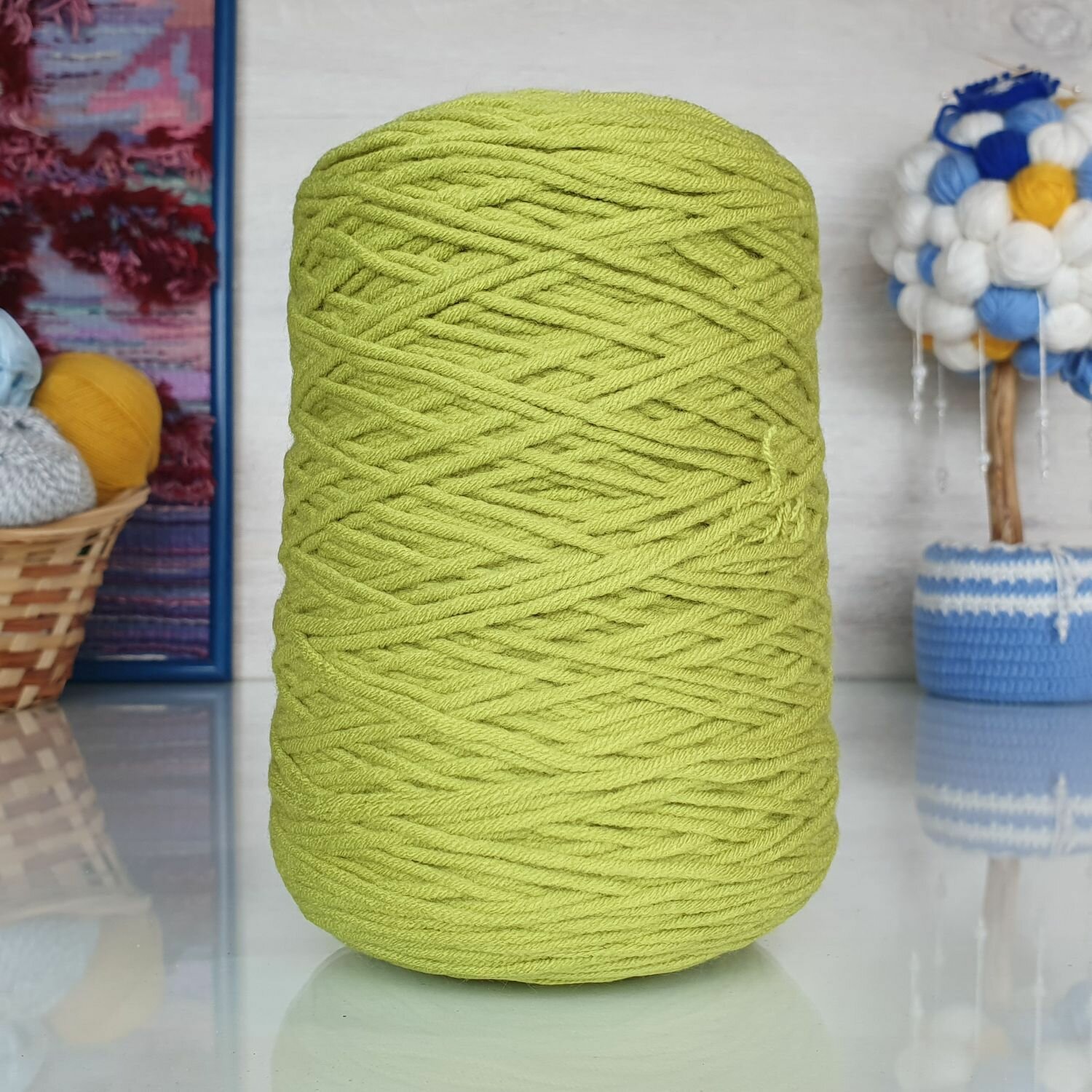 Пряжа MALIK HOBBY Соловей, тафтинг, липа - 65, 100% акрил, 1 бобина, 400 г, 400 м.