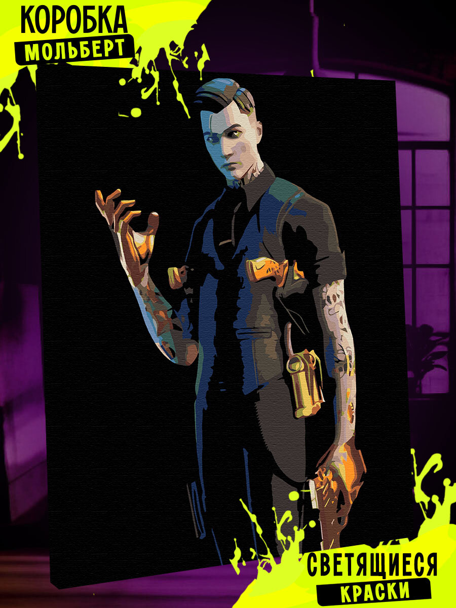 Картина по номерам светящаяся в темноте Fortnite золотая рука холст на подрамнике 40х50