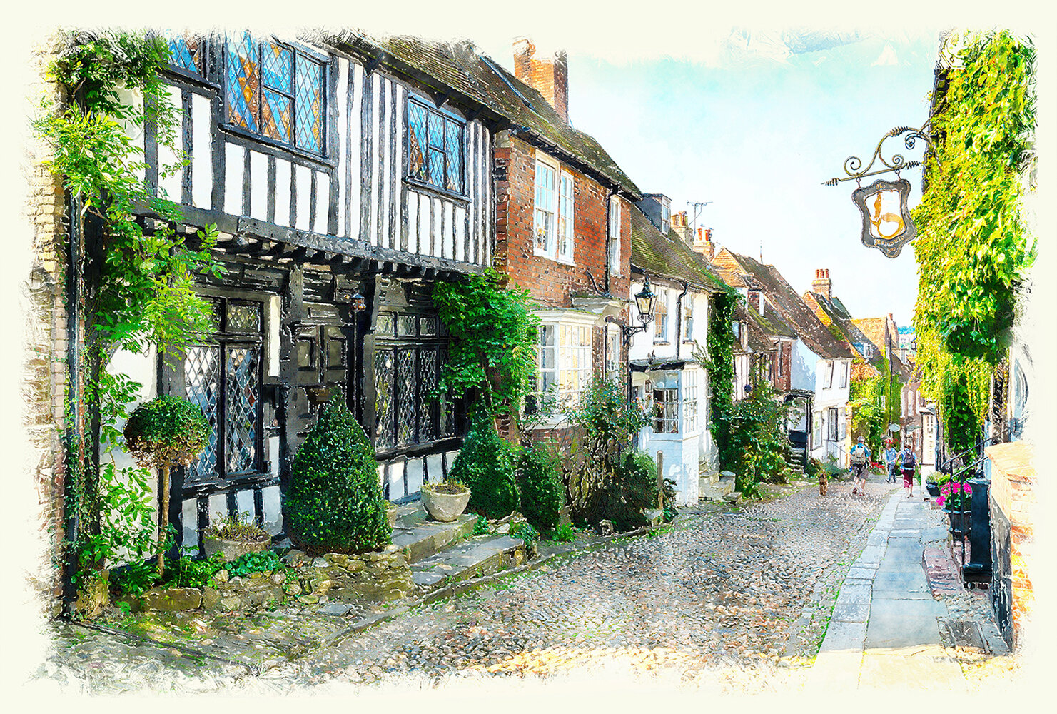 Фотообои Divino Decor "Улочка живопись" L-023 400*270 фактура холст