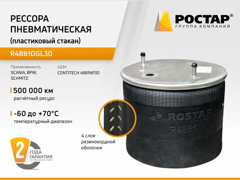 Рессора пневматическая (пластиковый стакан в сборе) R4881DGL30 (4881NP30)