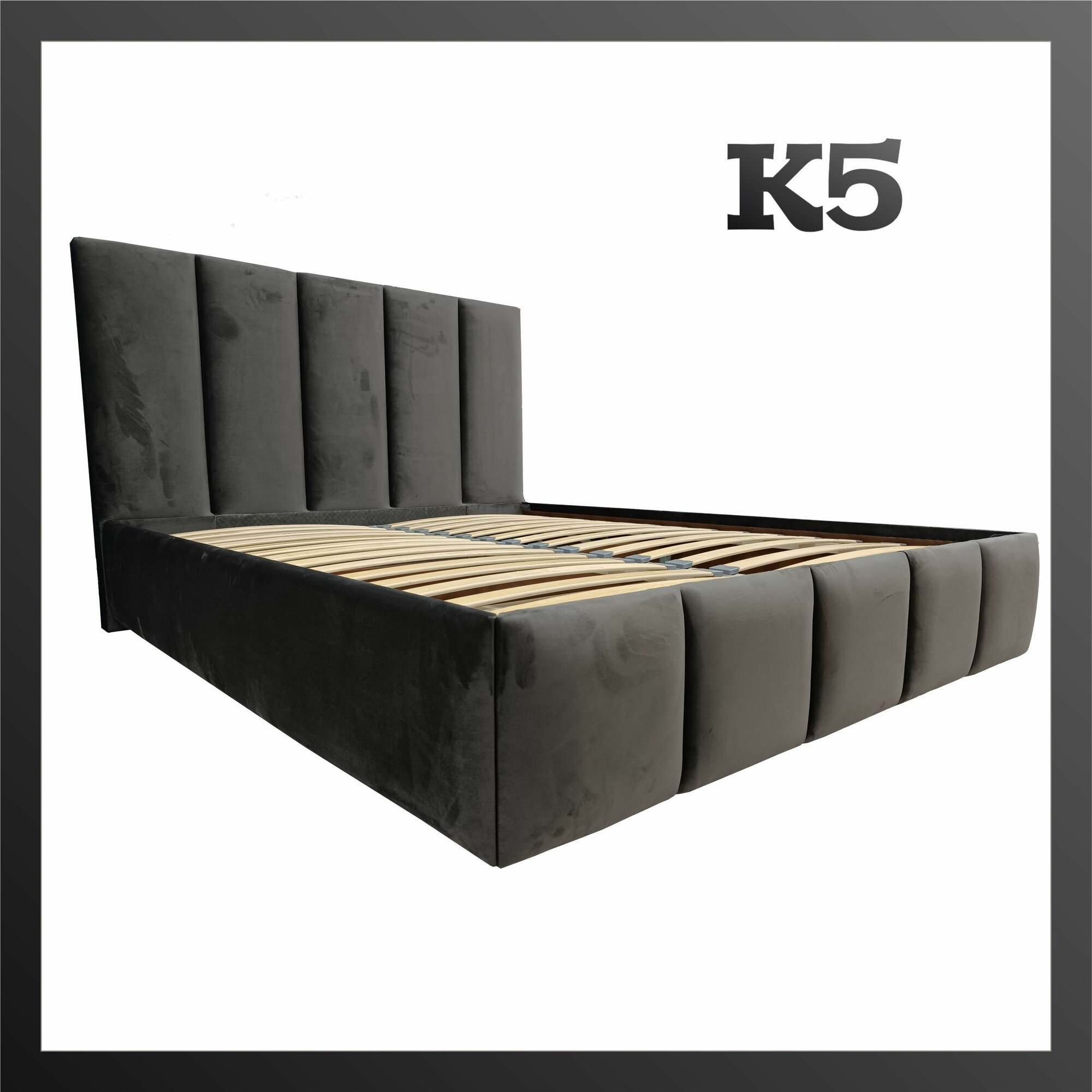 Кровать K5 со спальным местом 90х190 см, кровать односпальное с подъемным механизмом, бежевый Fortis