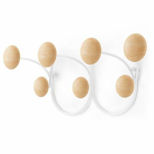 Вешалка Umbra настенная Dotsy, белая/натуральное дерево