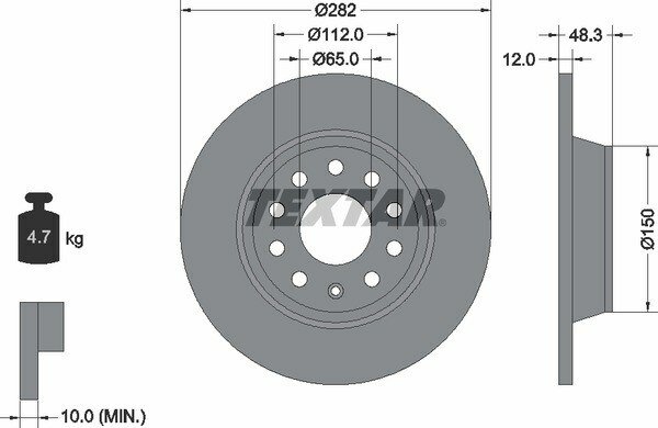 Диск тормозной задний с покрытием pro audi/audi (faw)/seat/skoda/volkswagen/volkswagen ( textar 92140803