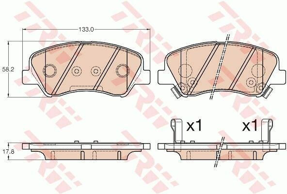 Колодки передние для Hyundai Solaris 2010-2017, Kia Rio 2011-2017 TRW GDB3548