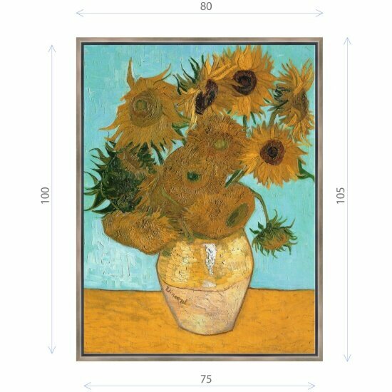 Картина Декор Депо Винсента Ван Гога Ваза с двенадцатью подсолнухами Матовый холст в раме 105х80 см