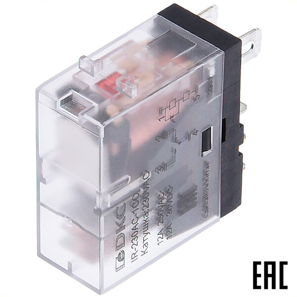Реле промежуточное IR-230AC-1CO 230В AC 12А 1 переключающихся контакт LED DKC (2 шт. в комплекте)