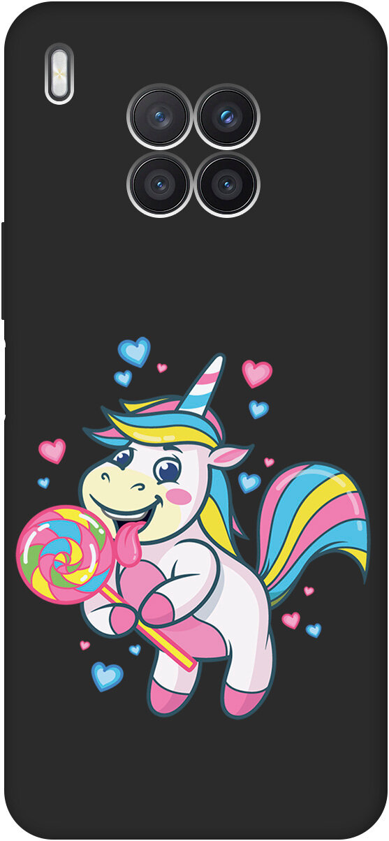 Матовый чехол Unicorn and candy для Honor 50 Lite / Huawei Nova 8i / Хонор 50 Лайт / Хуавей Нова 8и с 3D эффектом черный