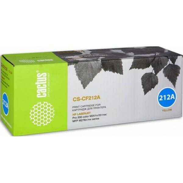 Лазерный картридж Cactus CS-CF212A (HP 131A) желтый для HP Color LaserJet M251, M251n, M251nw, M276, M276n, M276nw (1800 стр.)