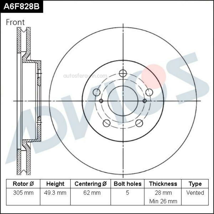 ADVICS A6F828B A6F828B ADVICS Диск тормозной пер. ADVICS