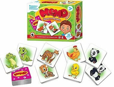 Игра настольная 3в1 "Парочки. Мама и малыш" Мемо