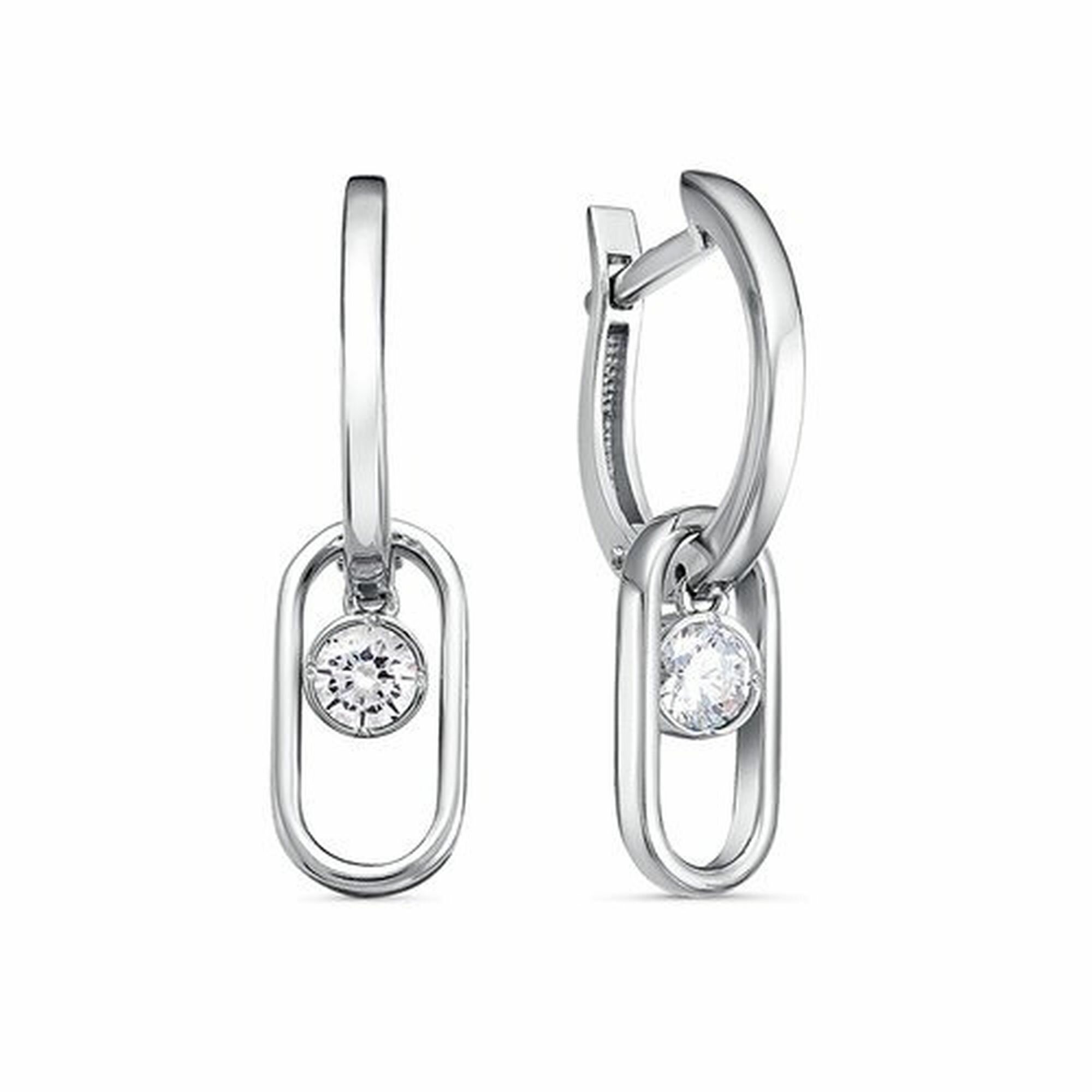 Серьги трансформеры Diamant online, серебро, 925 проба, родирование, фианит