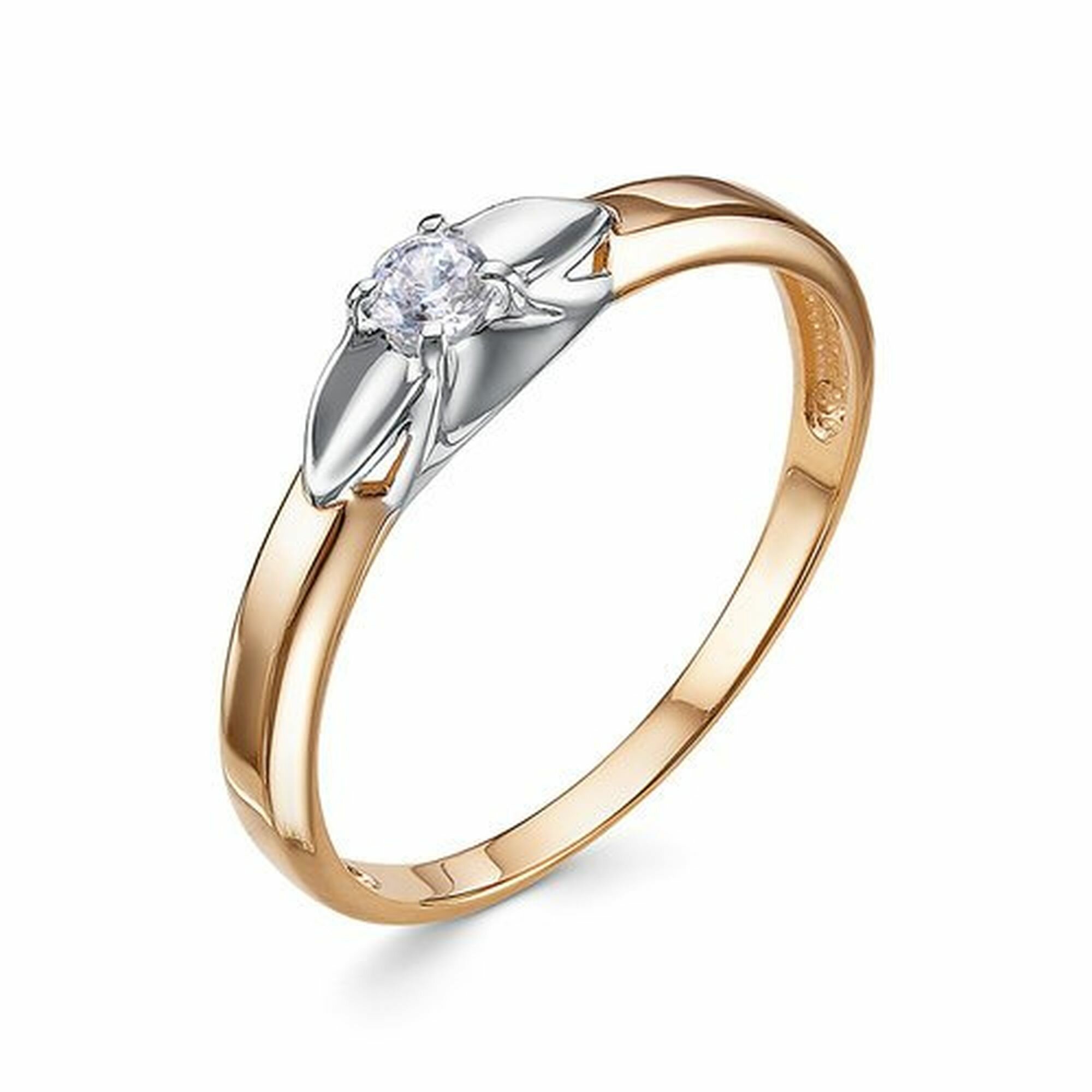 Кольцо помолвочное Diamant online, красное золото, 585 проба, фианит