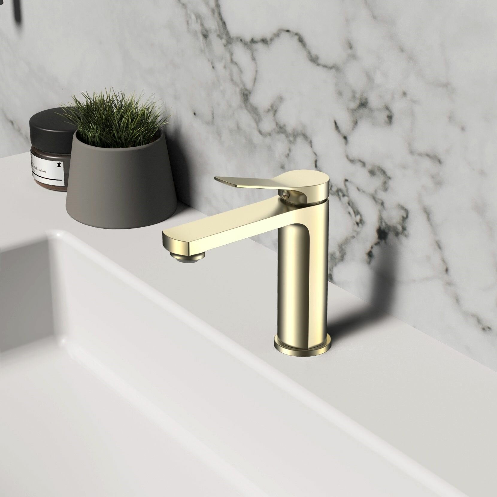 Смеситель для раковины Vincea Arco, брашированное золото