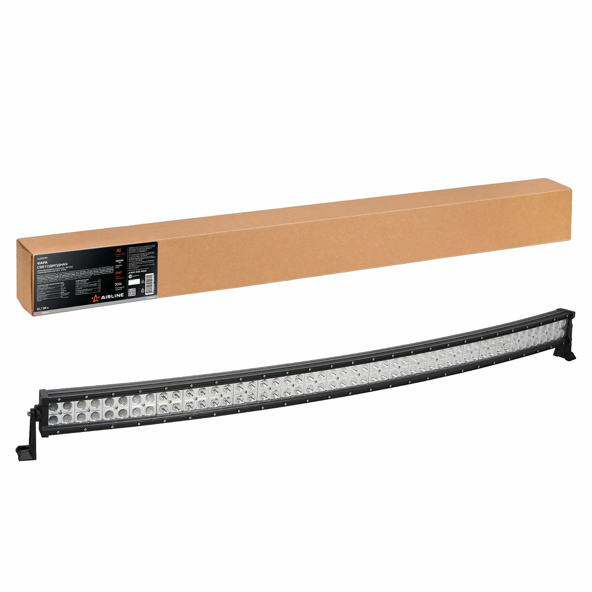 Фара светодиодная балка двухрядная 300W 1323х78х60 100 LED комбинир. свет 12/24V (AIRLINE)