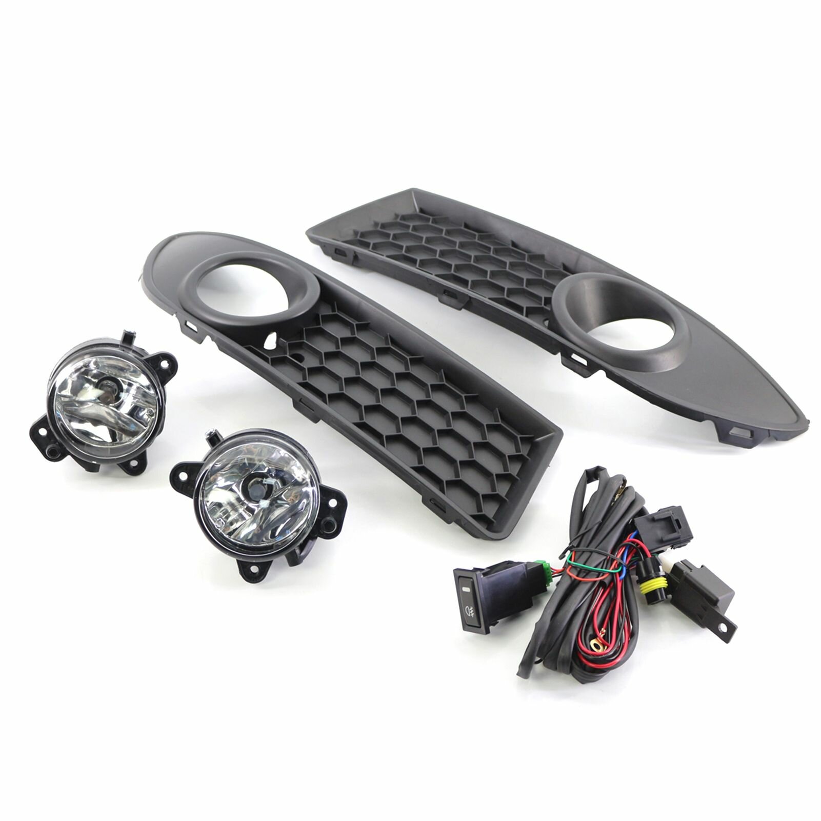 Передний бампер VW POLO 2005-2009 с противотуманными фарами 2 шт и решеткой