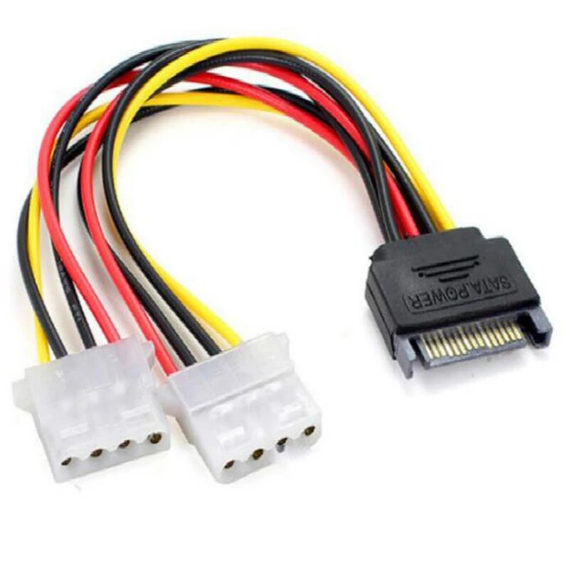 15-контактный разъем SATA «папа» на двойной 4-контактный разъем Molex «мама» Ide Hdd Кабель питания жесткого диска