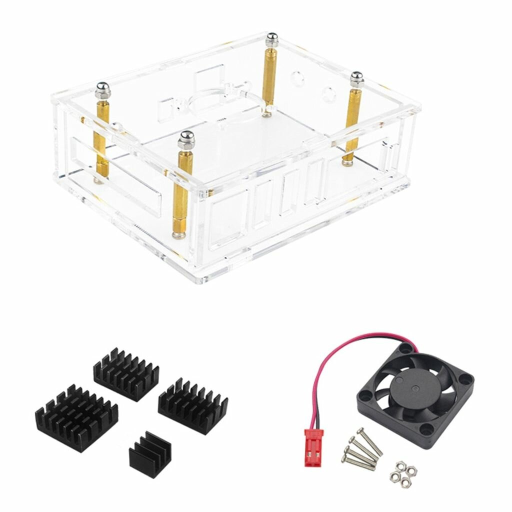 Прозрачный акриловый корпус для Orange Pi 5 Plus с вентилятором и радиаторами
