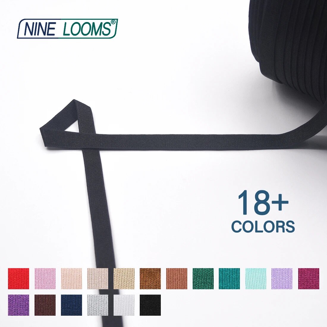 Резинки для бюстгальтера NINE LOOMS 3/8", нейлон, спандекс 20mm, Black, 2 Yards