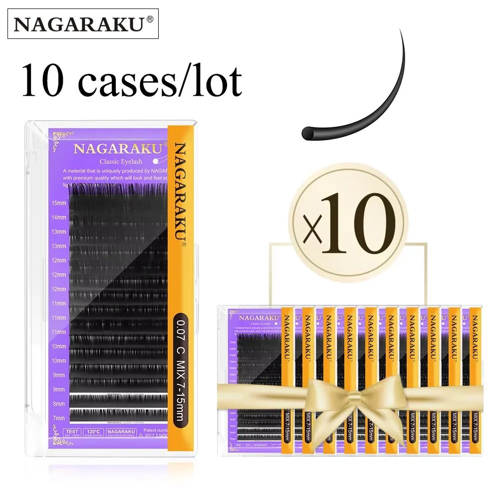 NAGARAKU Ресницы накладные D-изгиб 13 мм, 10 штук