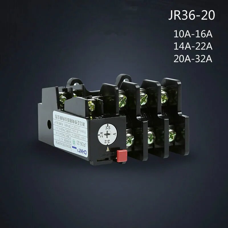CHNT тепловое реле, защита от перегрузки двигателя 220 В, трехфазный ток, регулируемый перегрузки по току, тепловая перегрузка, JR36-20 20 А