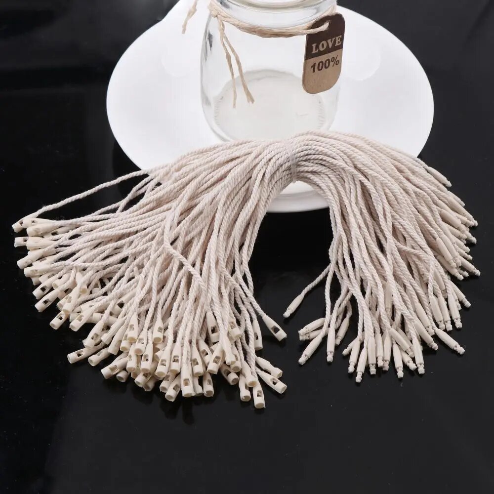 Бежевые бирки-этикетки с шнурком, 200 шт. (ivory)