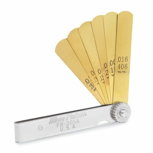 Набор щупов немагнитных латунных, 6 лезвий, двойная шкала (мм/дюймы) 0.006"-0.016"(0.152мм-0.0406мм) FB305A