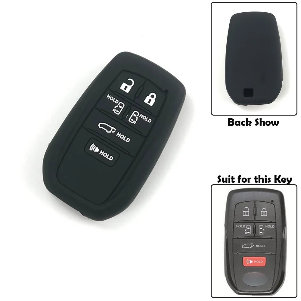 Для Toyota SIENNA 2021 2022, автомобильные аксессуары, 5/6, силиконовый автомобильный пульт дистанционного управления, чехол, брелок для ключей U black