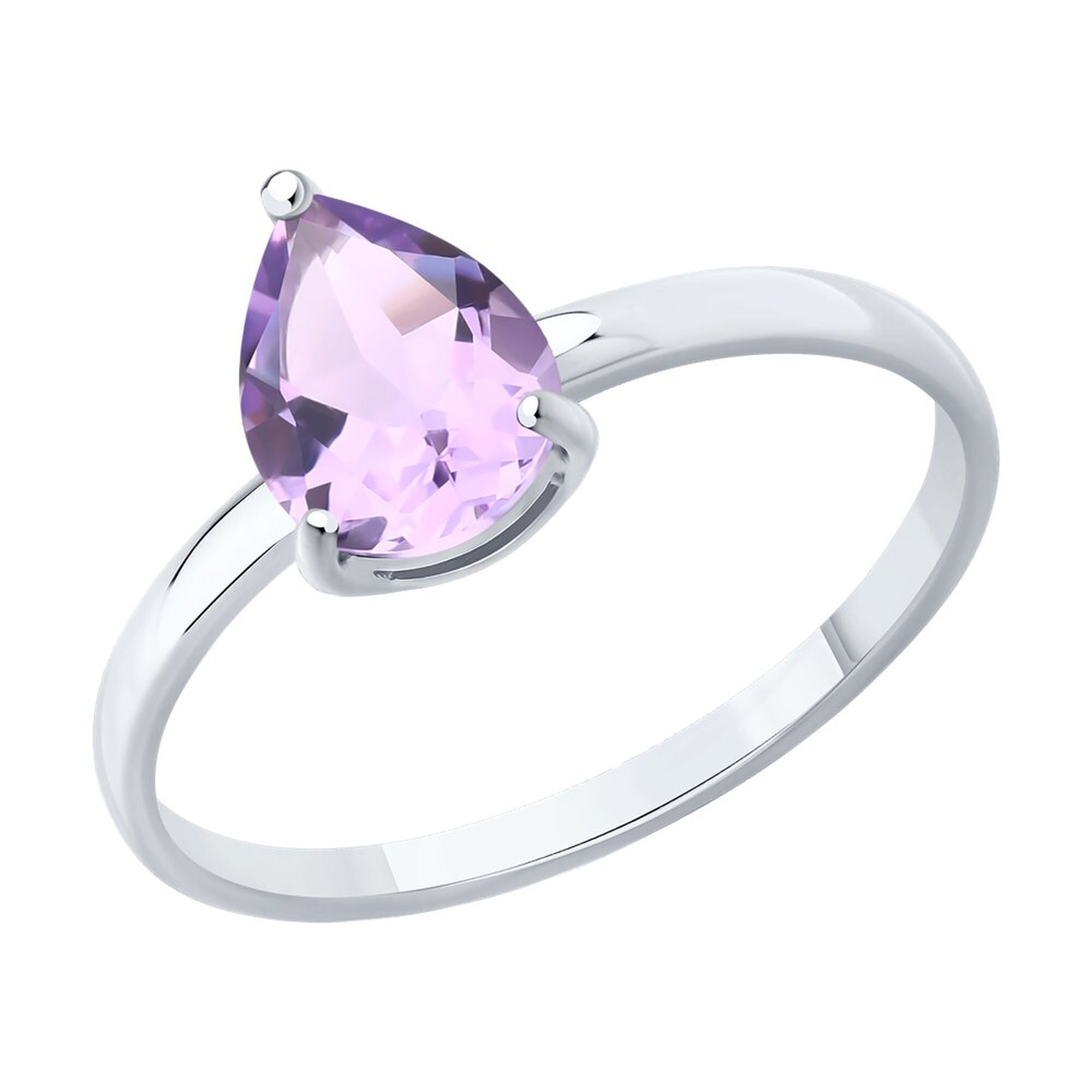 Кольцо, серебро, 925 проба, родирование, аметист