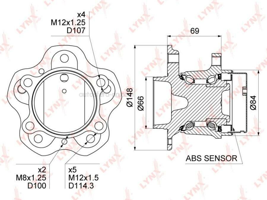 LYNXAUTO WH1514 Ступица NISSAN Qashqai(J11) 1.2-2.0 13>, RENAULT Kadjar 1.2-1.6 15>