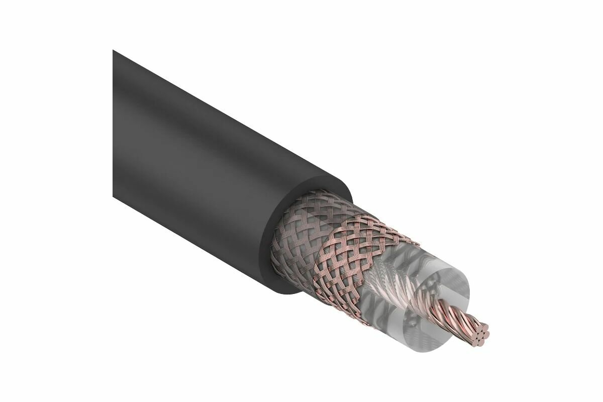 Коаксиальный кабель REXANT RG-213, 50 Ом, Cu/Cu, 96%, бухта 100 м, черный 01-2041