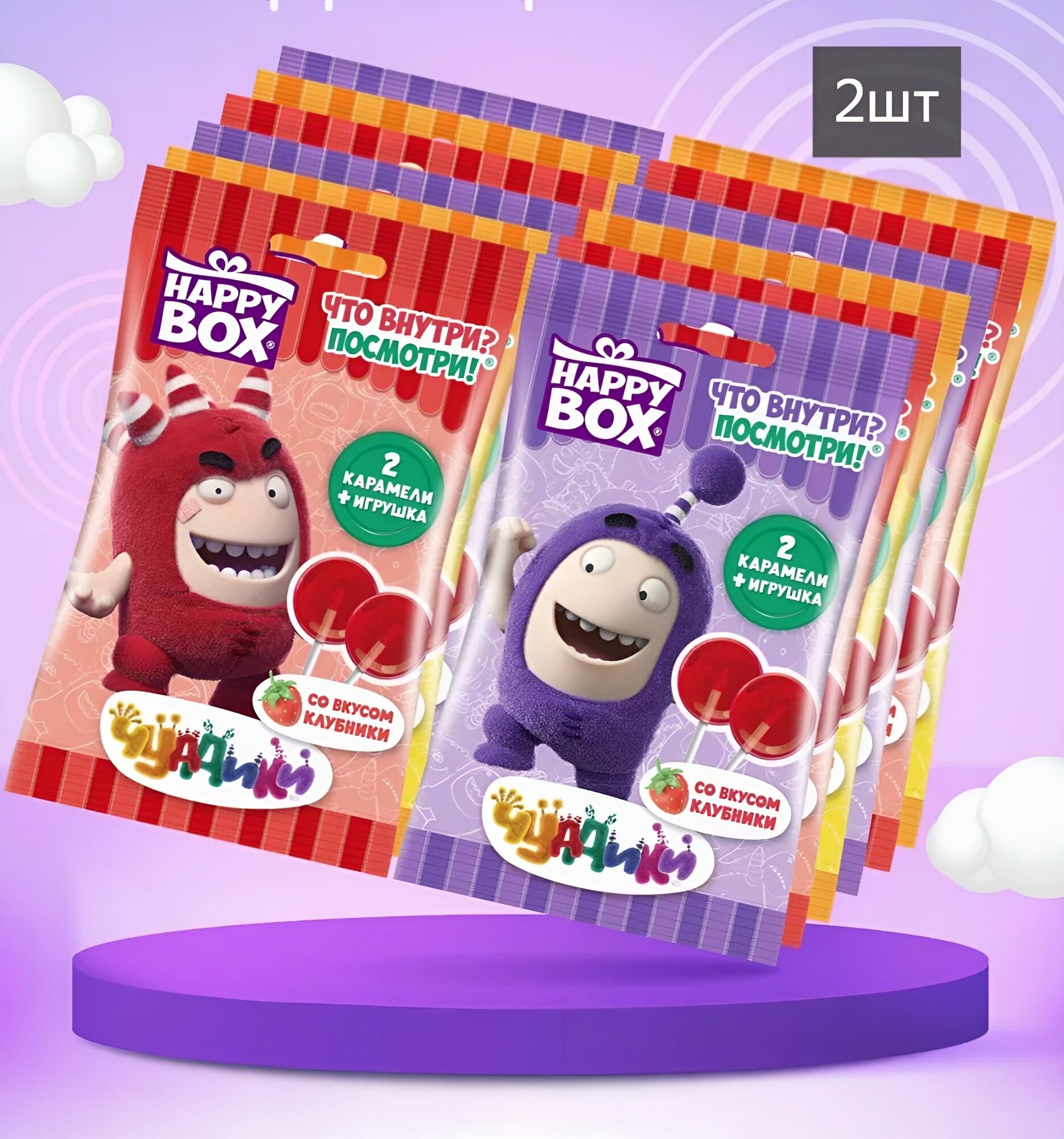 HAPPY BOX Хэппи бокс подарочный набор Чудики, игрушка +карамель 2 шт.