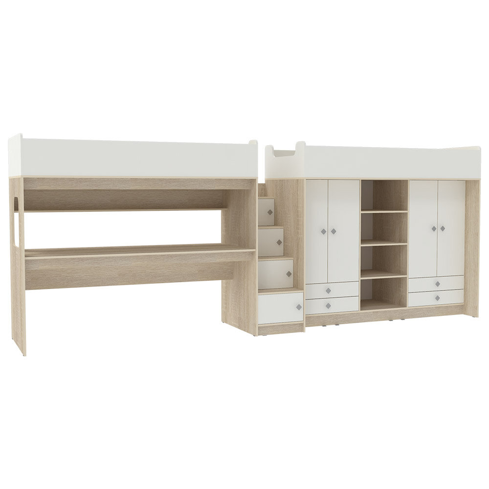 Двухъярусная кровать Л-CE606-604 80х190 Дуб Сонома Белый