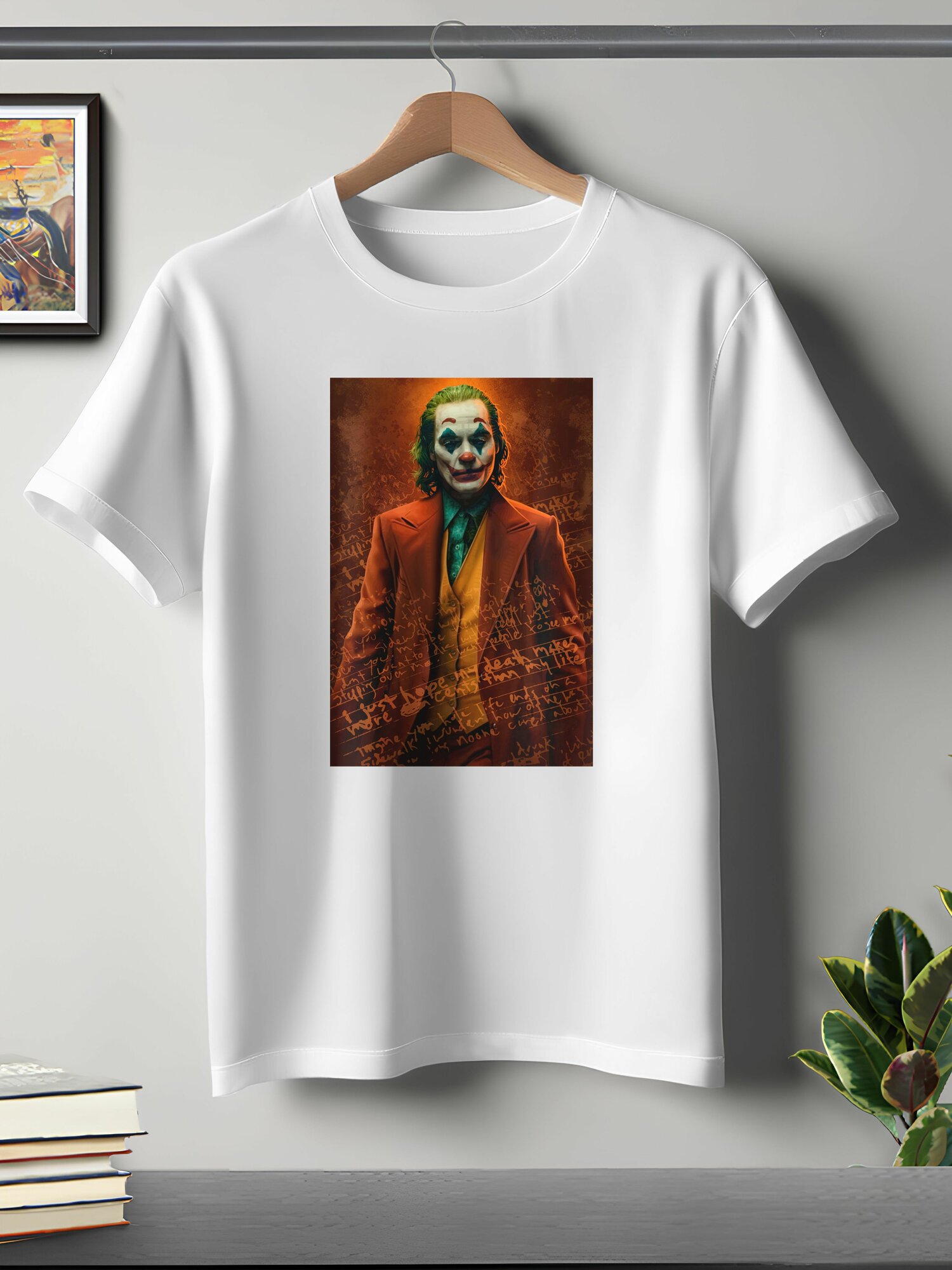 Футболка ONEQ унисекс 50-52 (XL) размер с принтом Джокер, белая