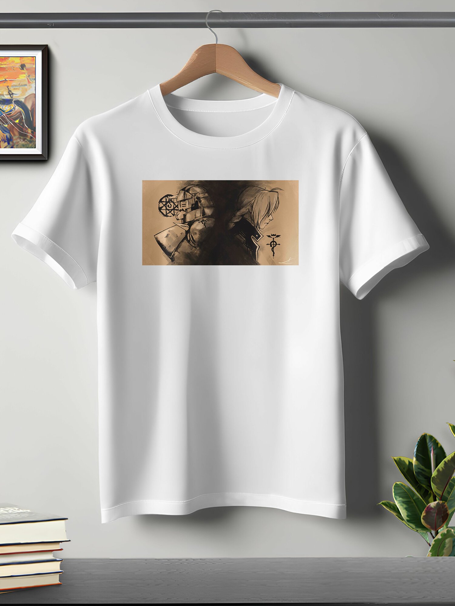 Футболка ONEQ унисекс 40-42 (XXS) размер с принтом Fullmetal Alchemist, белая