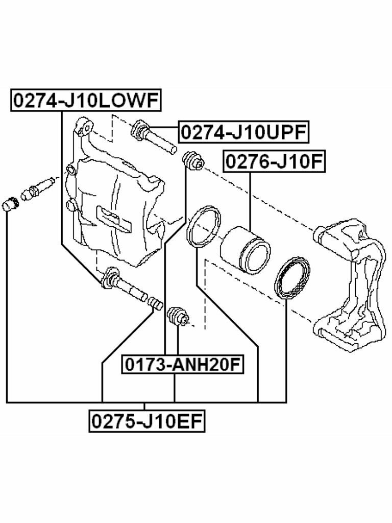 Втулка направляющая суппорта тормозного переднего LEXUS, MAZDA, NISSAN, TOYOTA, SUZUKI 0274-J10UPF FEBEST.