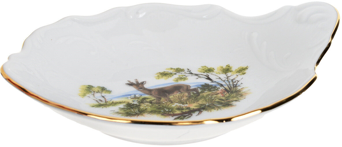 Розетка 11 см с ручкой; "Bernadotte", декор "Охотничьи сюжеты", 1 шт, Thun/ БТФ0086