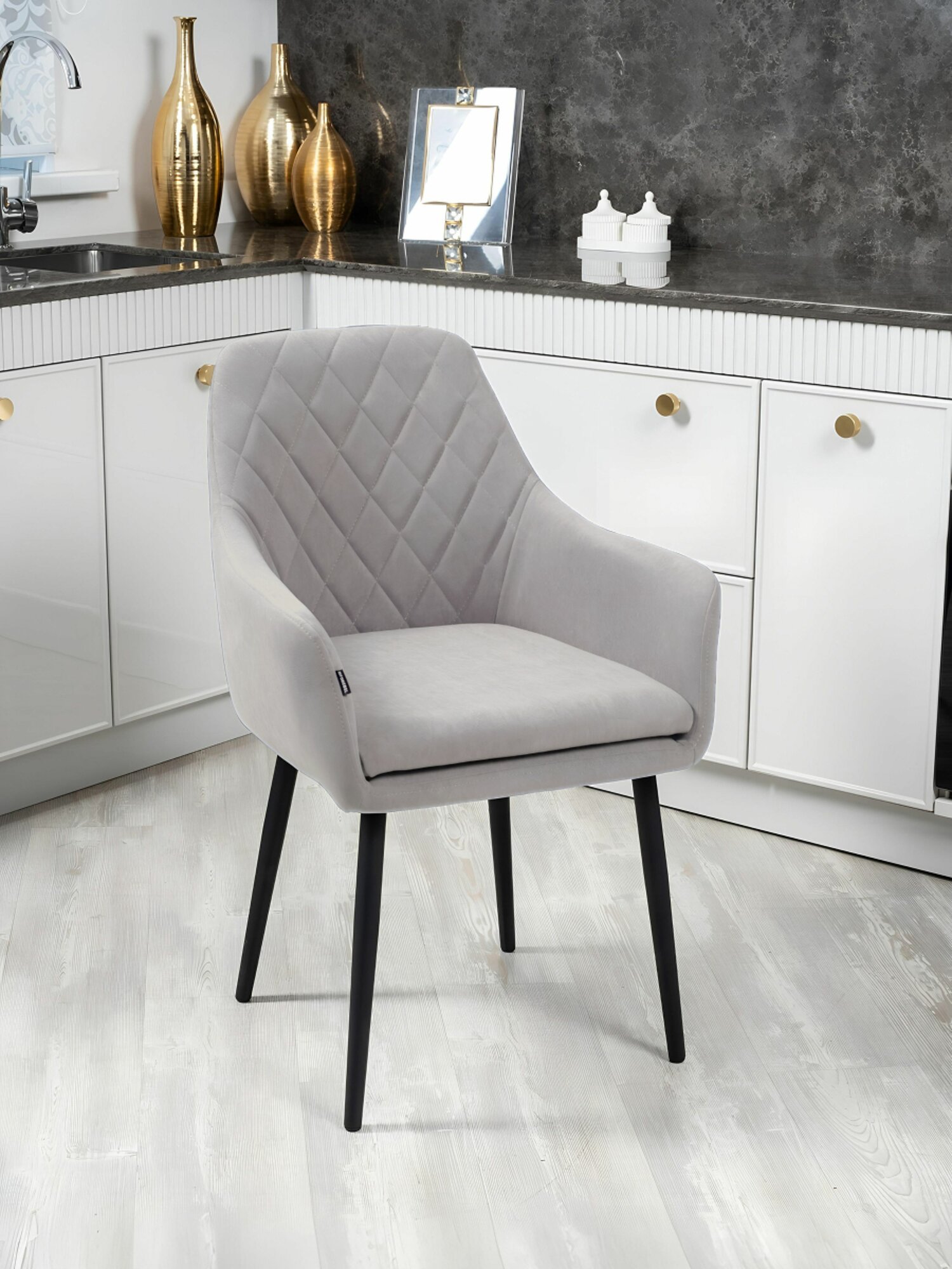 Стул для кухни и гостиной Ар-Деко в цвете светло-серый, стул кухонный