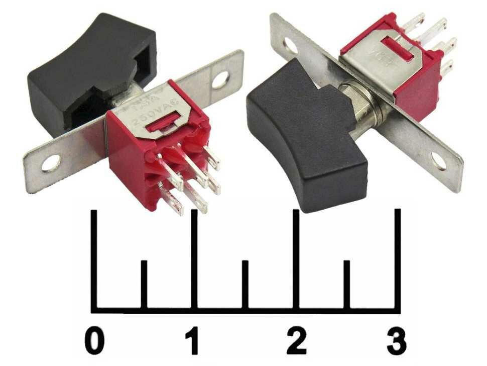 Выключатель 250/1.5 250V 1.5A RS4-202R1 ON-ON черный 2-х позиционный 6 контактов (перекидной)