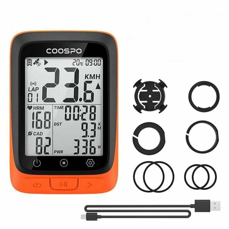Coospo BC107 Велос пед Кампутар бесправадны воданепран кальны IP67 GPS 2.4 цалевы ЖК хуткасцяметр Велос пед