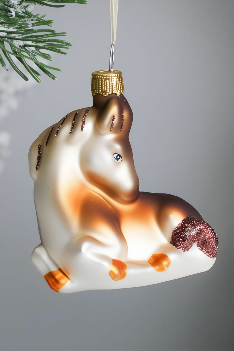 Ёлочная игрушка жеребёнок, стекло, 8 см, Винтер Деко (Winter Deco) 5030077