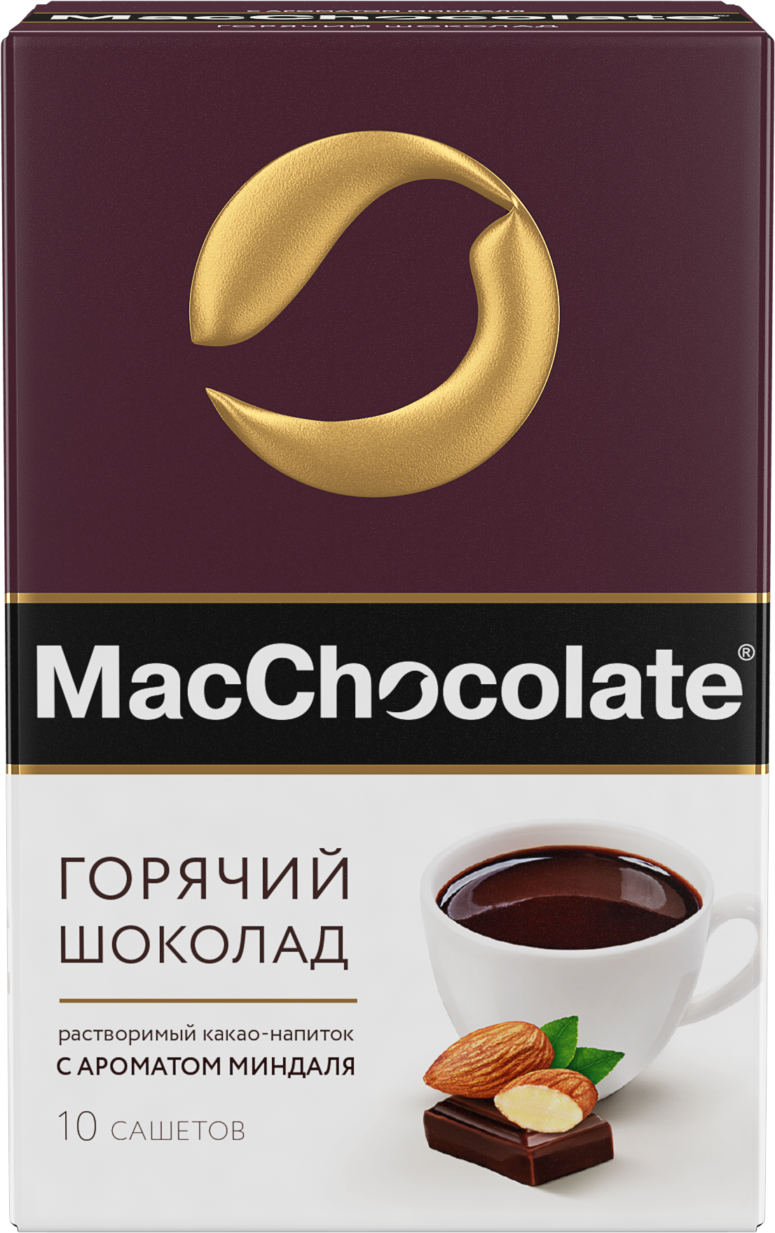 Горячий шоколад растворимый в пакетиках MacChocolate, миндальный, 10 пак.