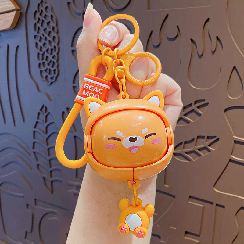 Креативный новый брелок-игрушка для снятия стресса в виде вращающейся игрушки-сиба-ину, меняющей выражение лица, для женской сумки. Брелок-игрушка в виде желтой сиба-ину с меняющимся лицом.