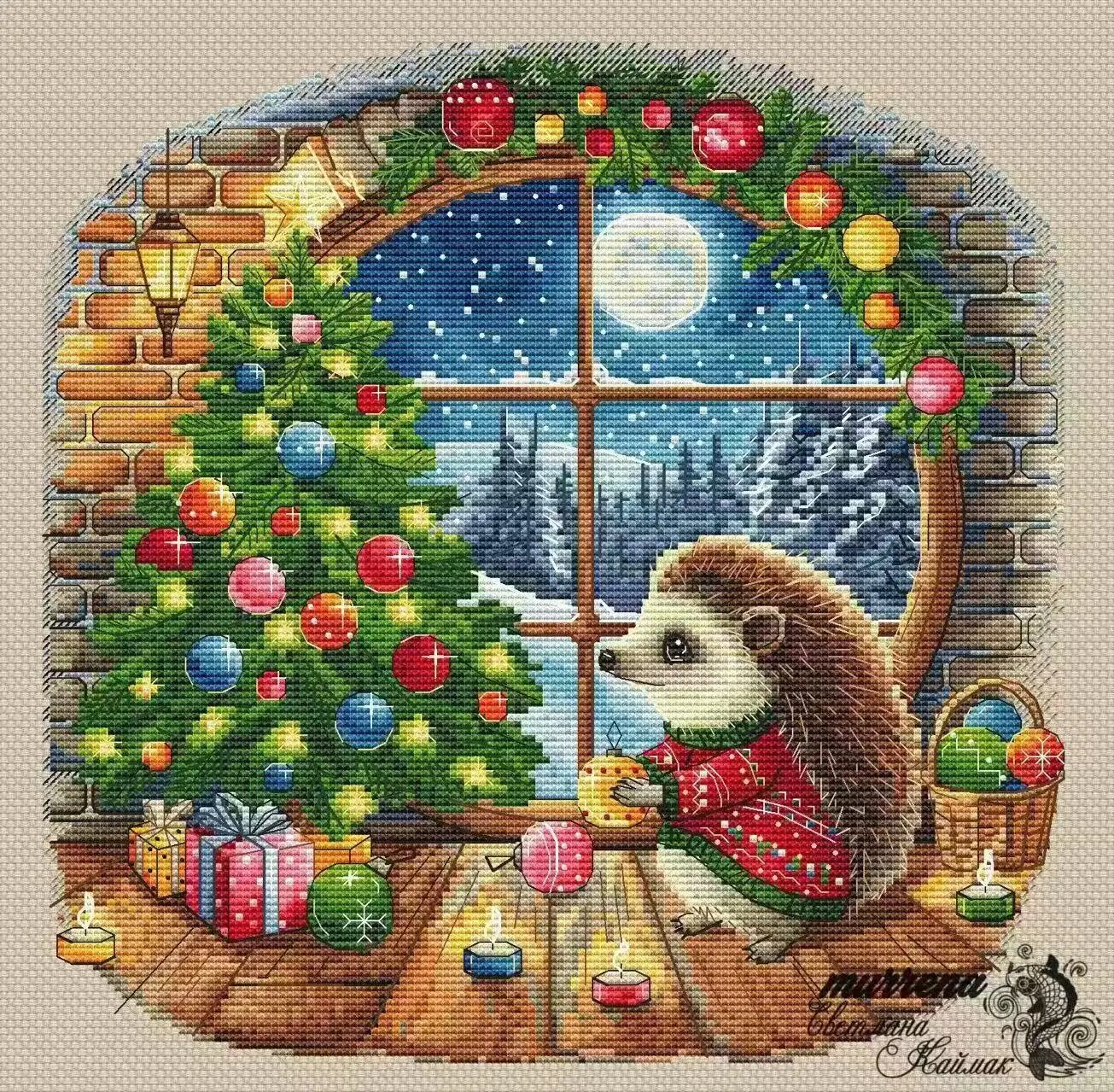 Набор для вышивки крестом "Маленький ежик, питьевой чай" 28CT Unprinting