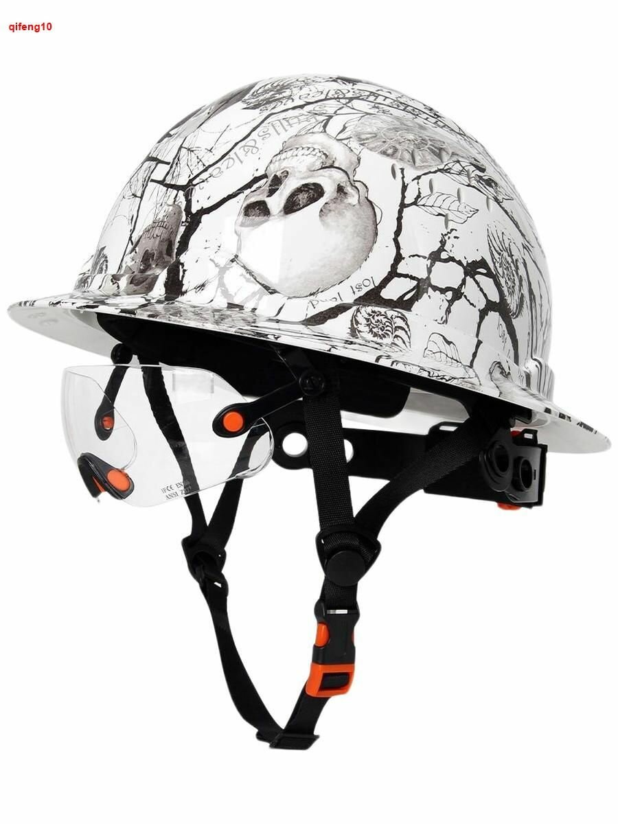 Противоударная строительная каска (защитный шлем) из АБС-пластика с защитными очками